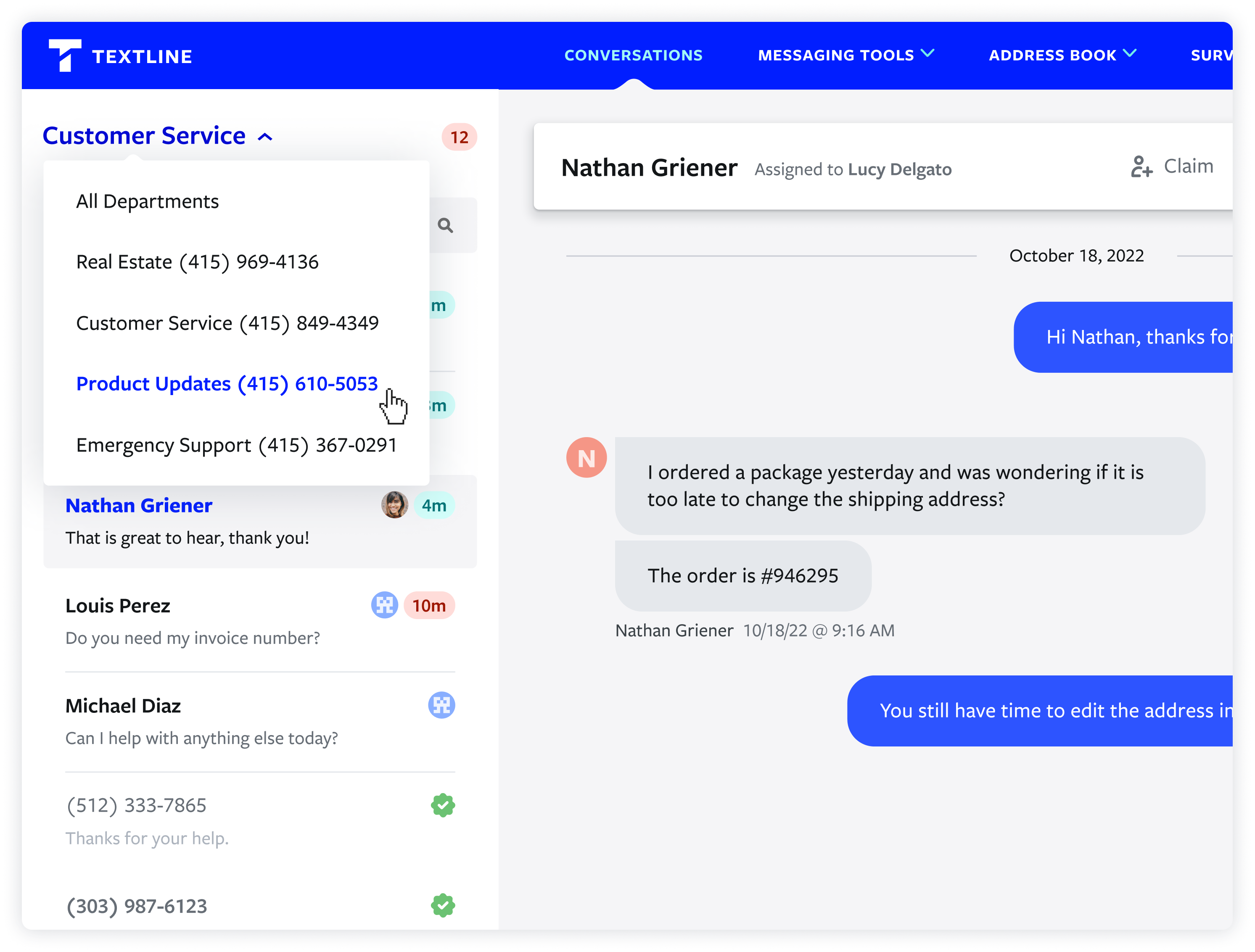 Aircall Integration — Business Text Messaging | Textline